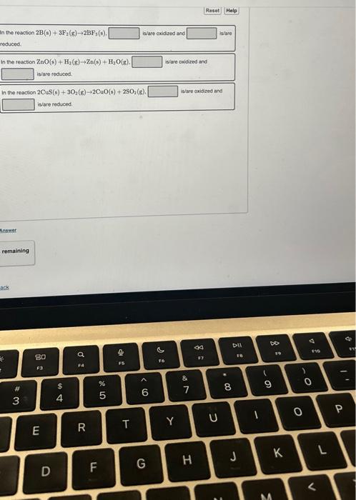 Solved In the reaction 2B(s) + 3F2 (g)-2BF3 (s), reduced. In | Chegg.com