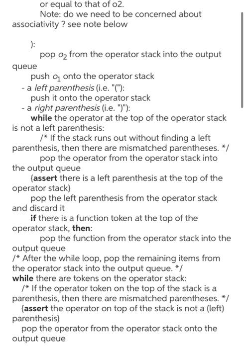 Solved C Programming Dijkstras Shunting Yard Algorithm