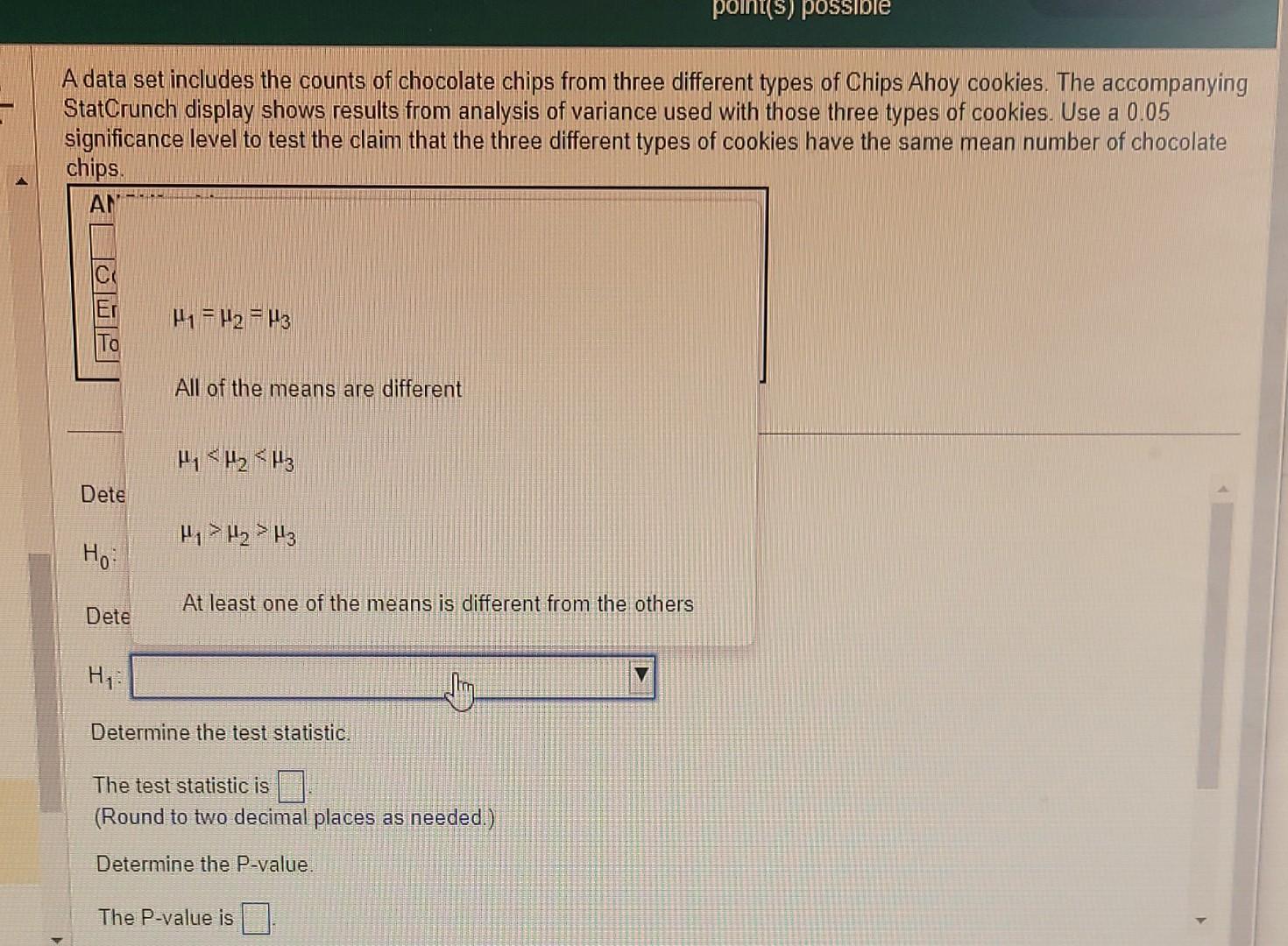 Solved A data set includes the counts of chocolate chips | Chegg.com
