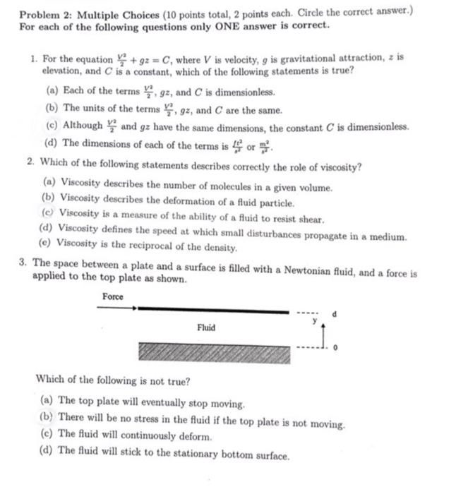Solved Problem 2: Multiple Choices (10 points total, 2 | Chegg.com