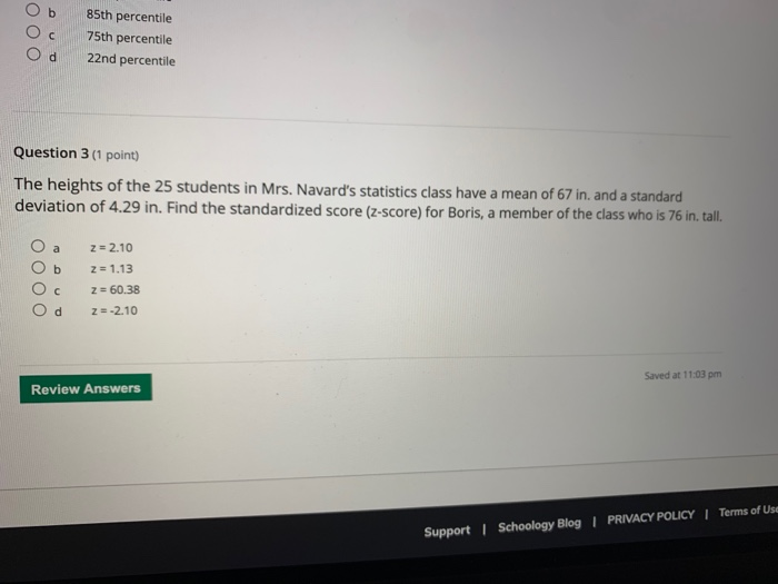 Solved b 85th percentile 75th percentile 22nd percentile d | Chegg.com
