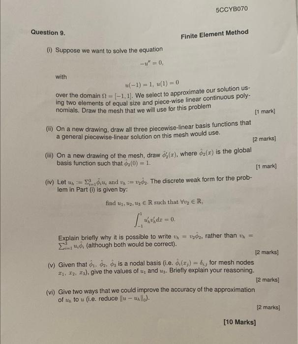 Solved Finite Element Method (i) Suppose we want to solve | Chegg.com