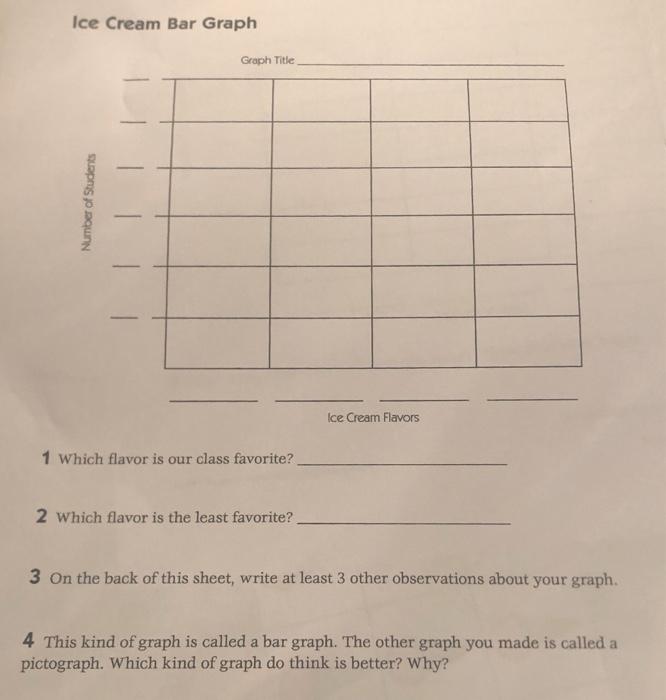 Solved 1. The data below represents students ice cream | Chegg.com