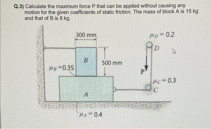 Solved Q.3) Calculate the maximum force P that can be | Chegg.com