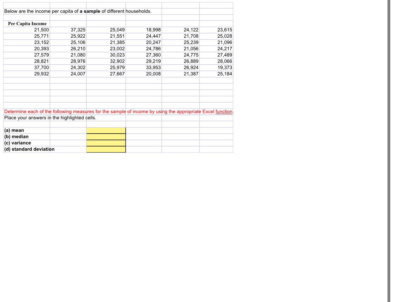 Solved \table[[Below are the income per capita of a sample | Chegg.com