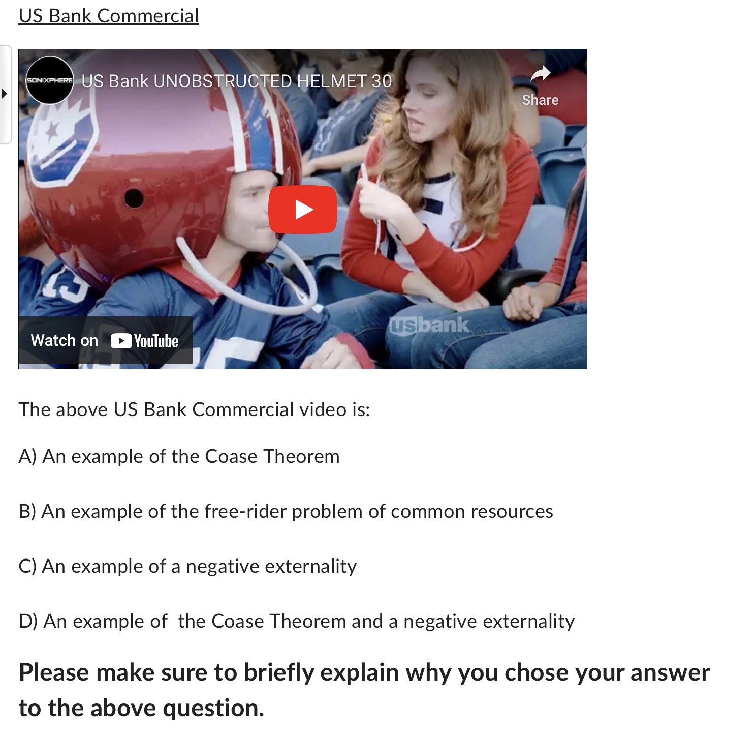 Solved US Bank CommercialThe above US Bank Commercial video | Chegg.com