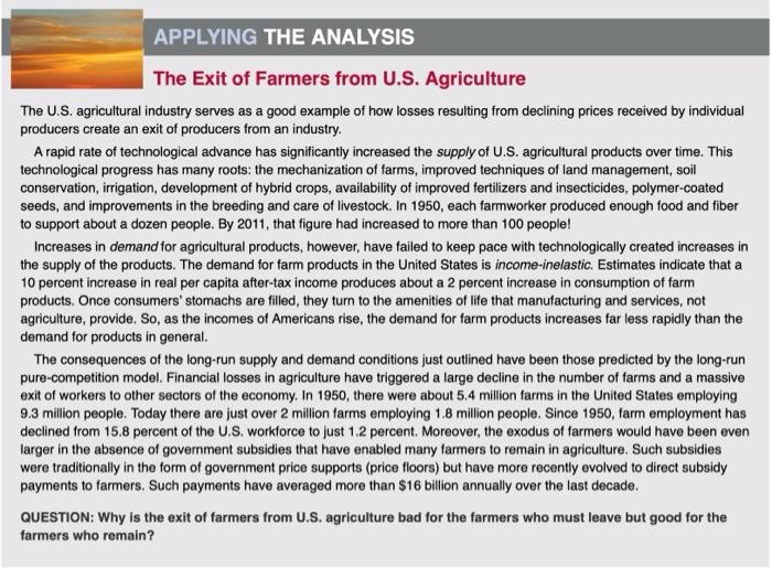 Solved Why is the exit of farmers from U.S.agriculture bad | Chegg.com