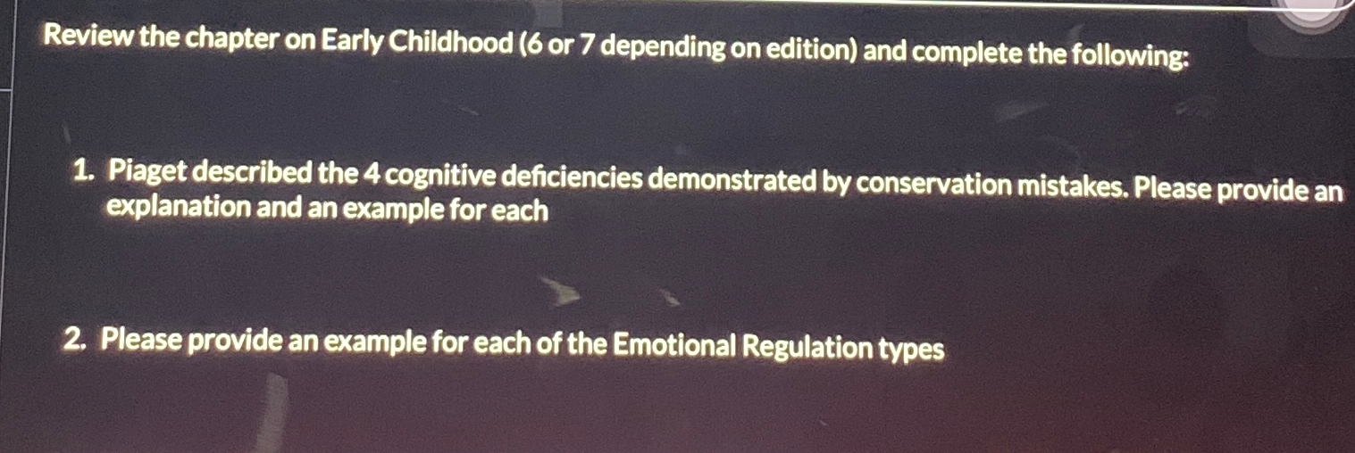 Solved Piaget described the 4 ﻿cognitive deficiencies | Chegg.com