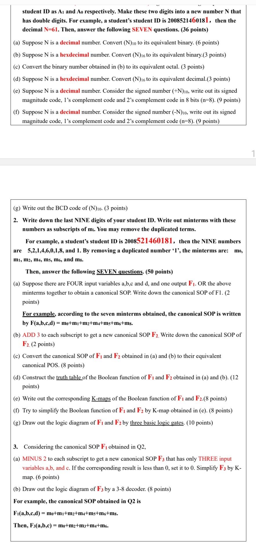 Solved student ID as A₁ and Ao respectively. Make these two | Chegg.com