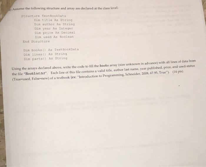 Assume the following structure and array are declared | Chegg.com