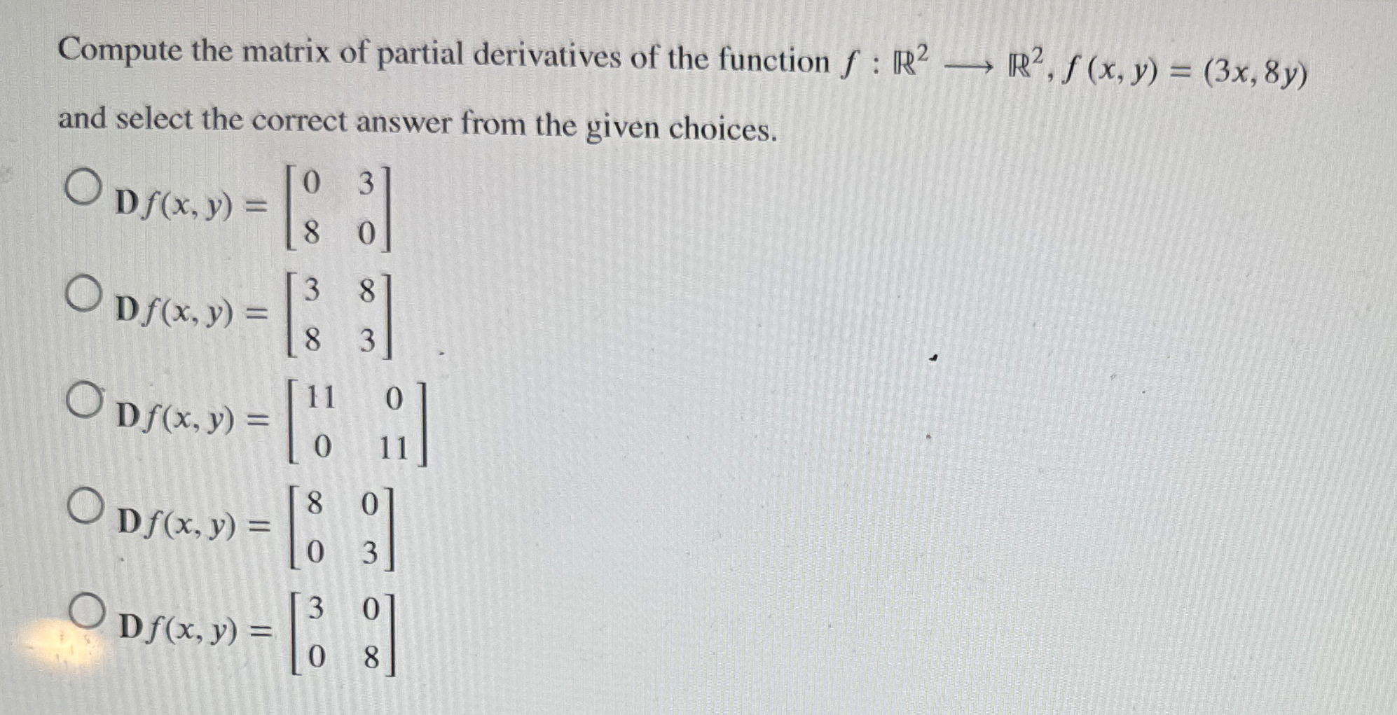 Solved Compute the matrix of partial derivatives of the | Chegg.com