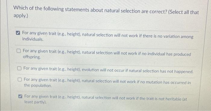 Solved Which of the following statements about natural | Chegg.com