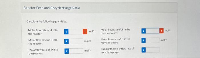 Solved Reactor Feed and Recvcle/Purge RatioRecycle Ratio for | Chegg.com