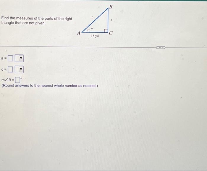 Solved Find the measures of the parts of the right triangle | Chegg.com