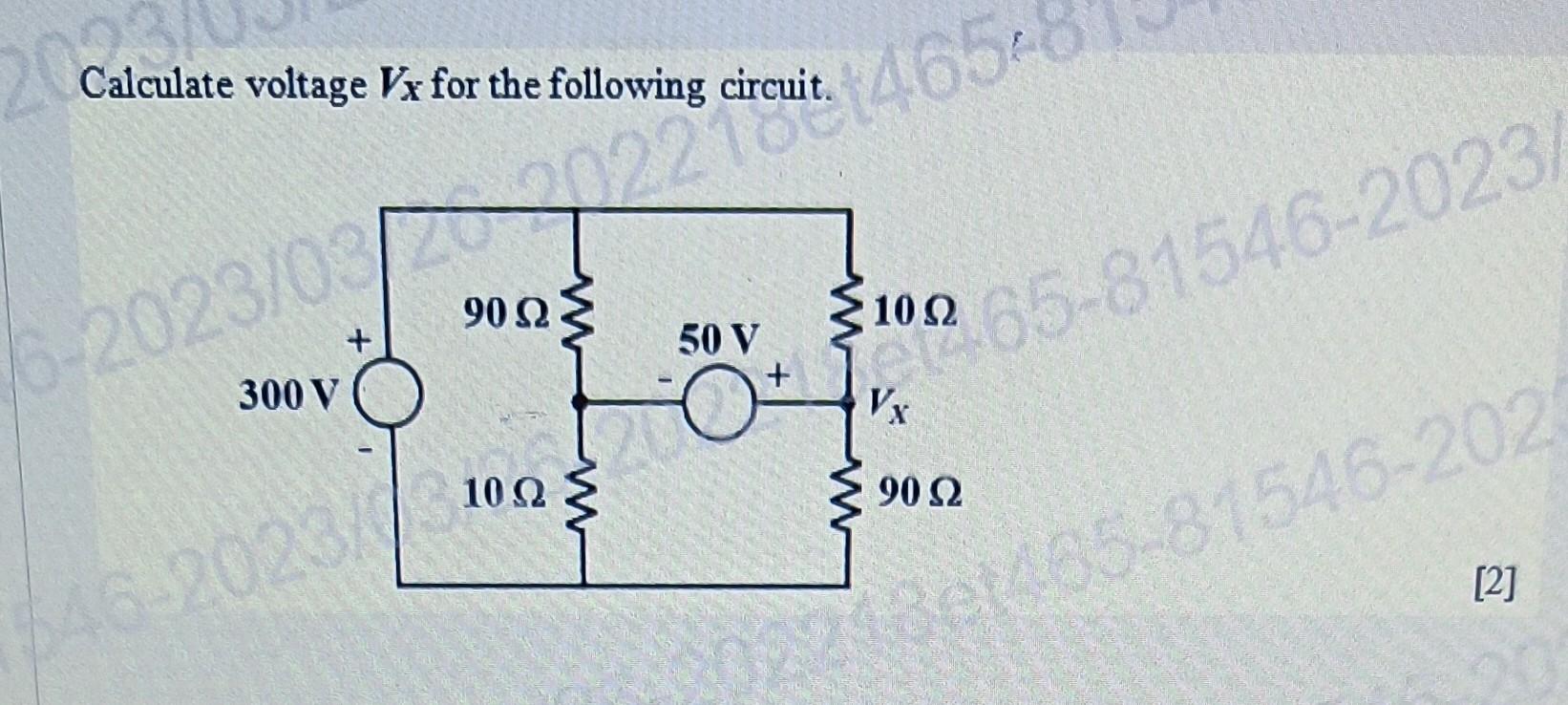 Solved Calculate voltage VX for the following circuit. | Chegg.com