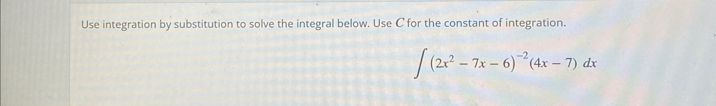 Solved Use integration by substitution to solve the integral | Chegg.com