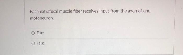 Solved Each extrafusal muscle fiber receives input from the | Chegg.com