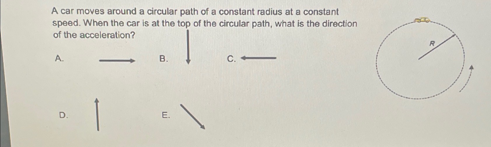 Solved A car moves around a circular path of a constant | Chegg.com