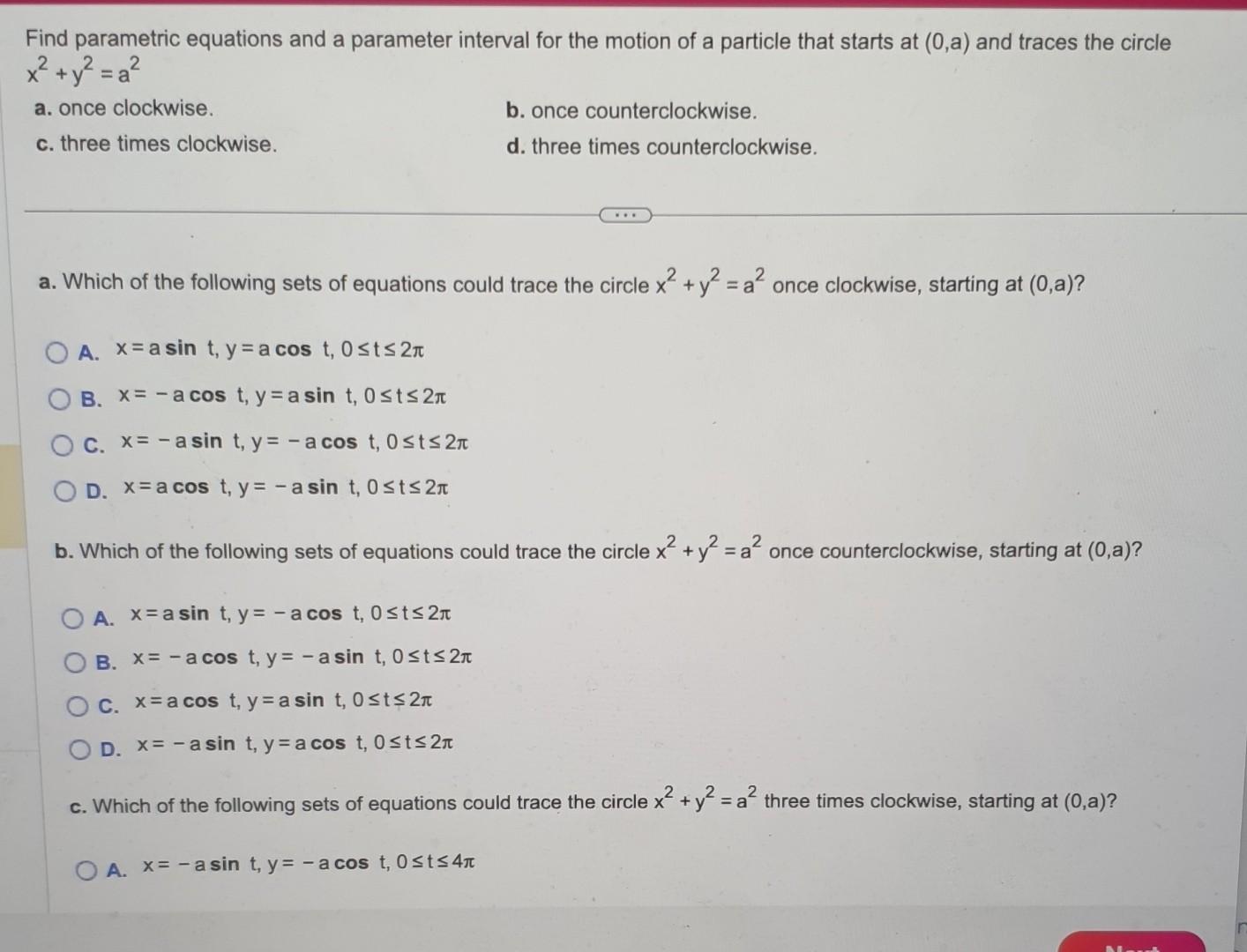 Solved Find parametric equations and a parameter interval | Chegg.com