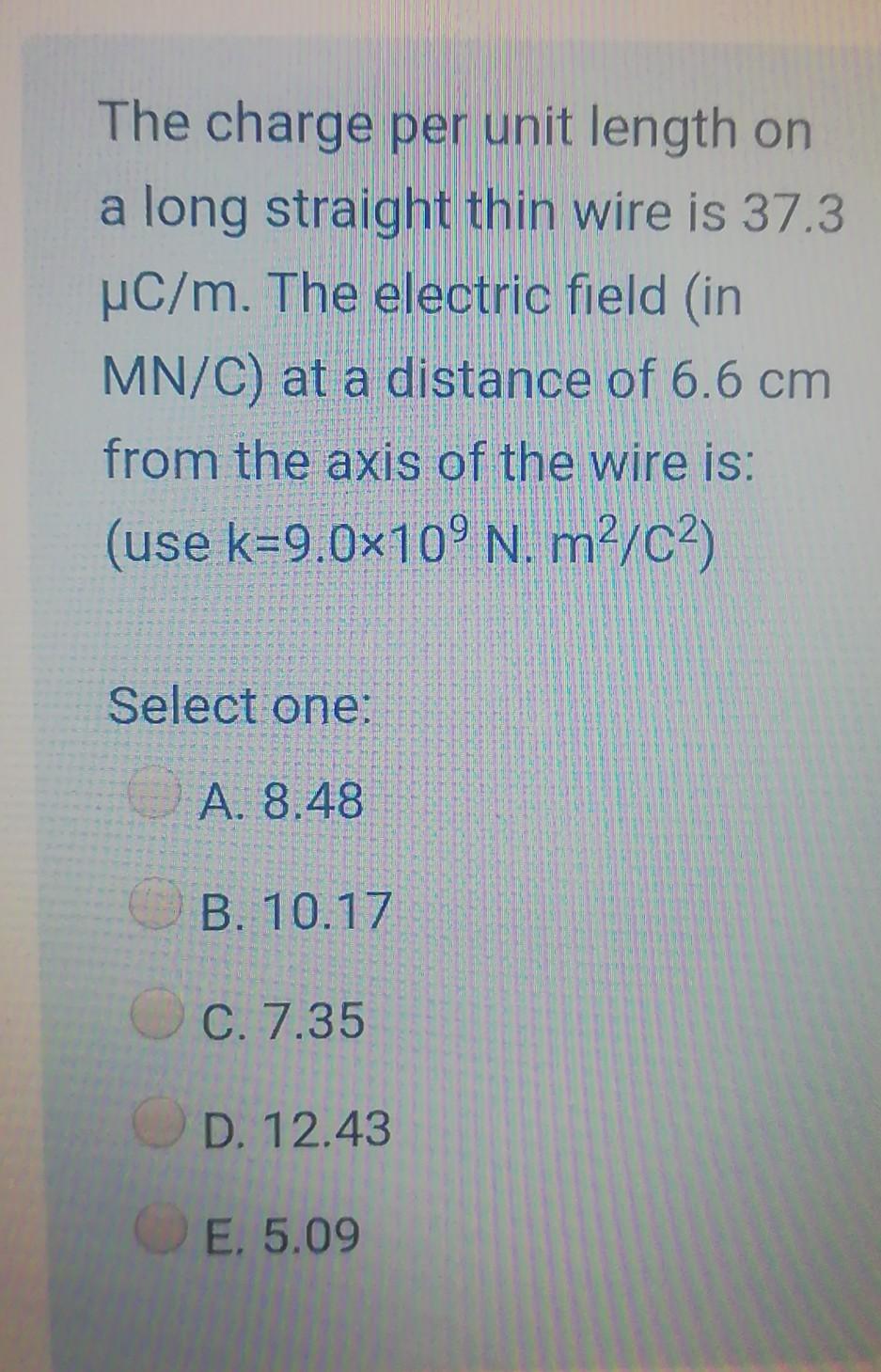 Solved The charge per unit length on a long straight thin | Chegg.com