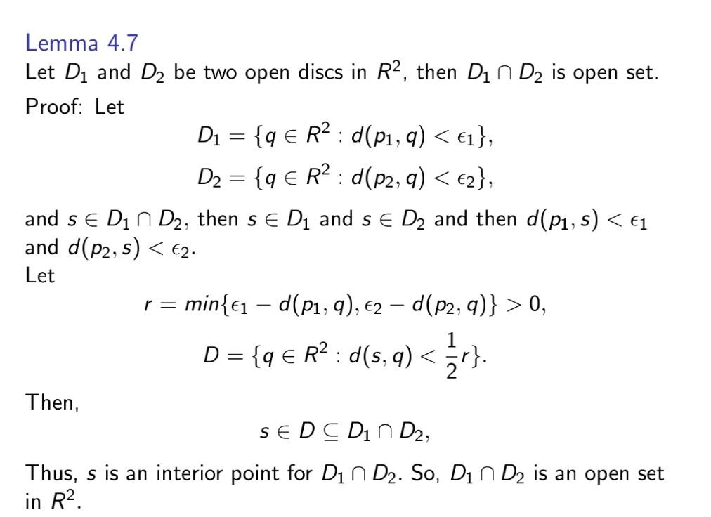 Solved Theorem 4.9 The intersection of a finite number of | Chegg.com