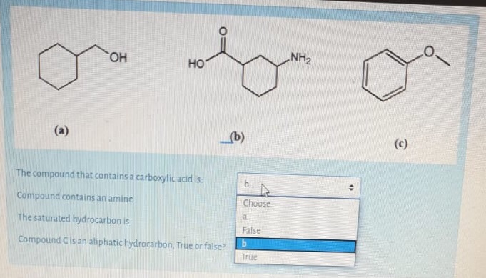 Solved OH HO NH2 (a) (b) (©) The compound that contains a | Chegg.com
