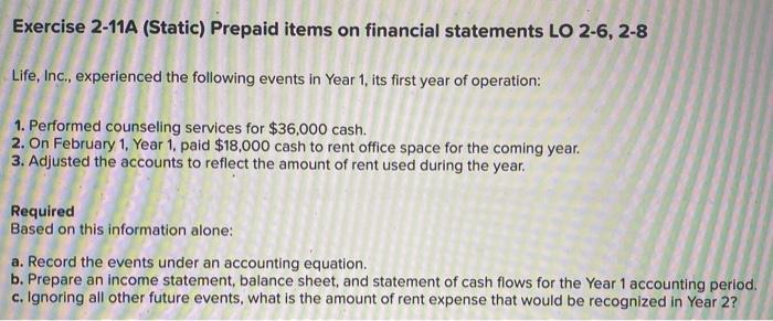Solved Exercise 2-11A (Static) Prepaid items on financial | Chegg.com Solved Exercise 2-11A (Static) Prepaid items on financial | Chegg.com
