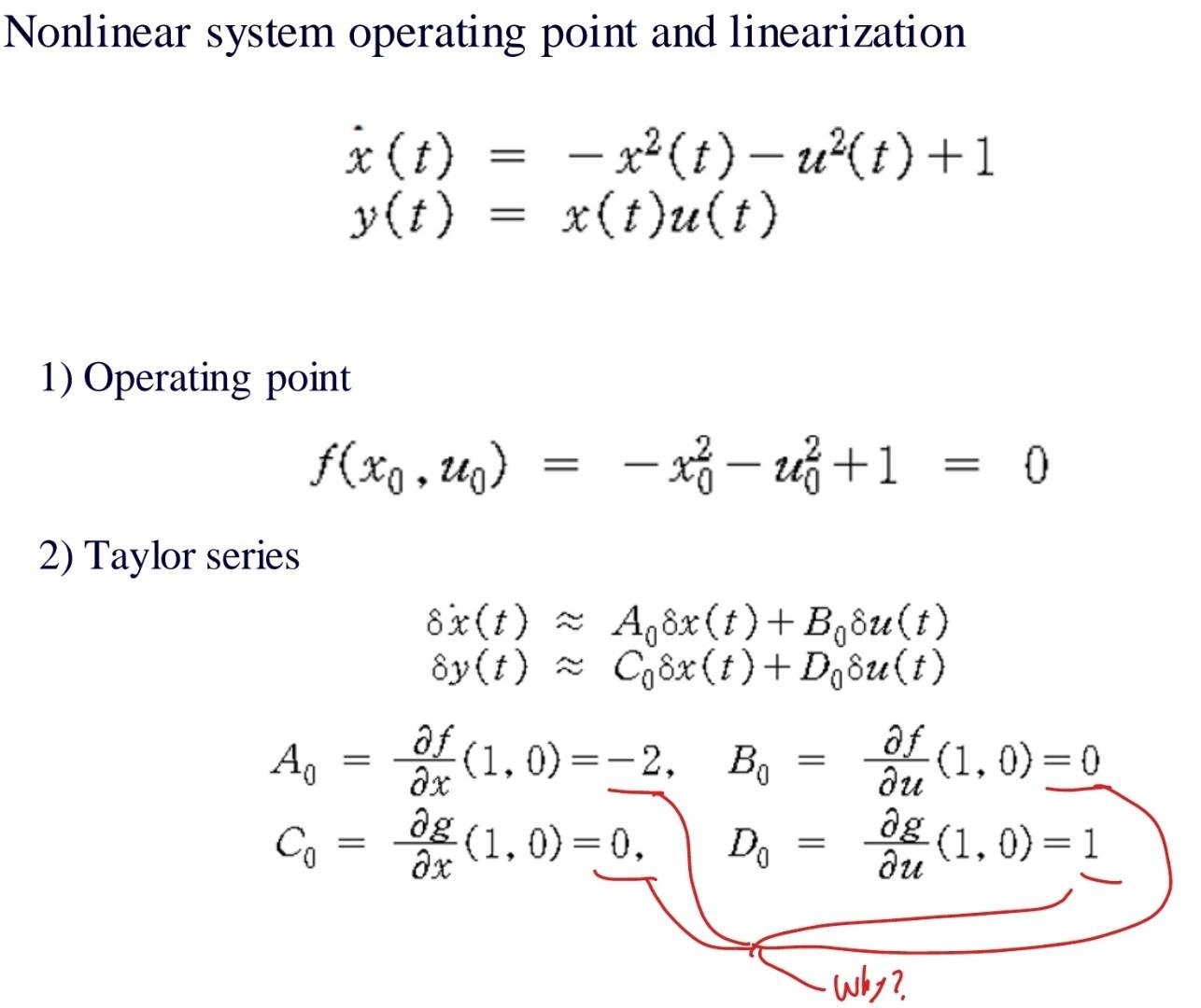 Solved Nonlinear system operating point and linearization | Chegg.com