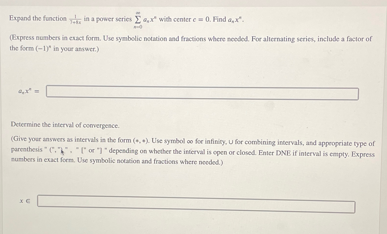 Solved Expand the function 17+8x ﻿in a power series | Chegg.com