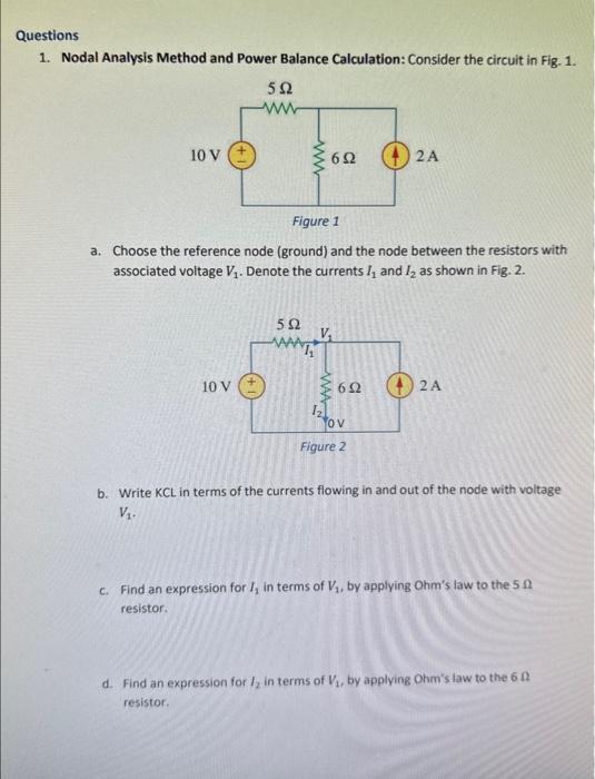 Solved Questions 1. Nodal Analysis Method and Power Balance | Chegg.com