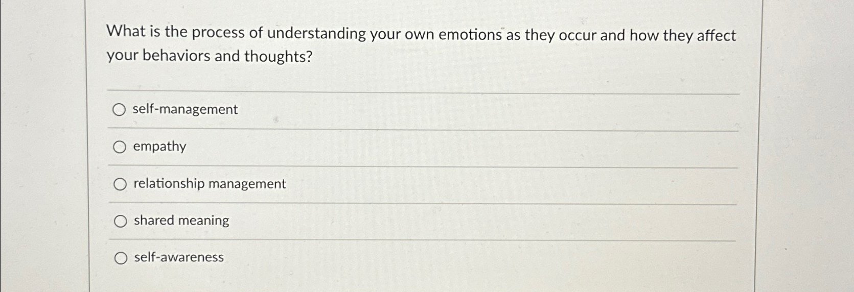 Solved What is the process of understanding your own | Chegg.com