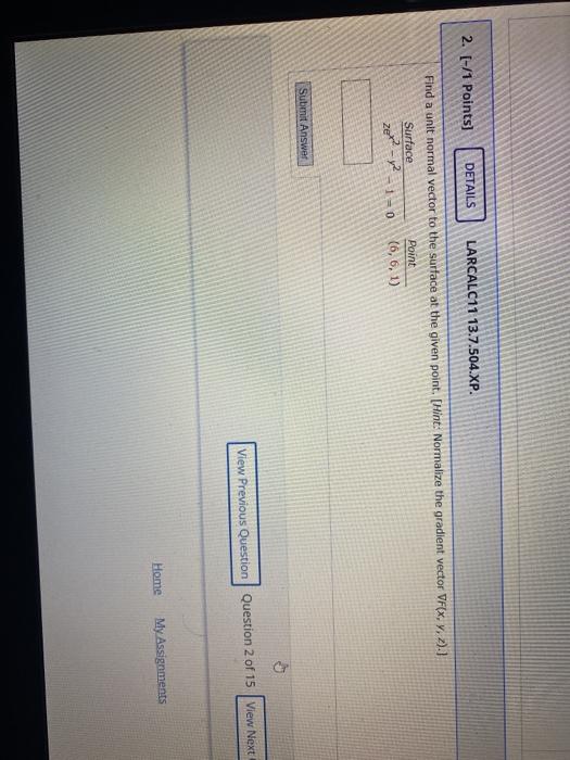 Solved 2. (-/1 Points) DETAILS LARCALC11 13.7.504.XP. Find a | Chegg.com Solved 2. (-/1 Points) DETAILS LARCALC11 13.7.504.XP. Find a | Chegg.com