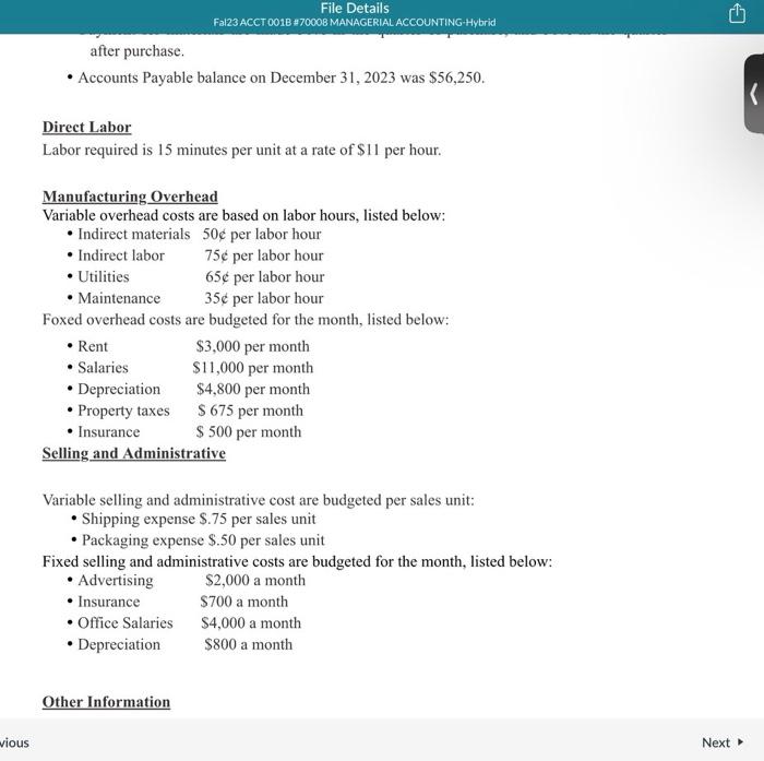 please help me find (1) Overhead budget and(2) | Chegg.com