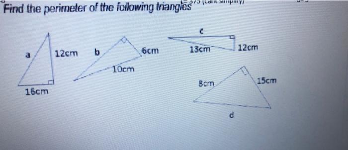 Solved דייישייוול udIIC\ כוב Find the perimeter of the | Chegg.com