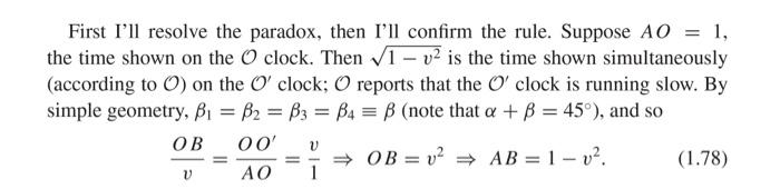 Work through the derevation of lines of simultaneity | Chegg.com