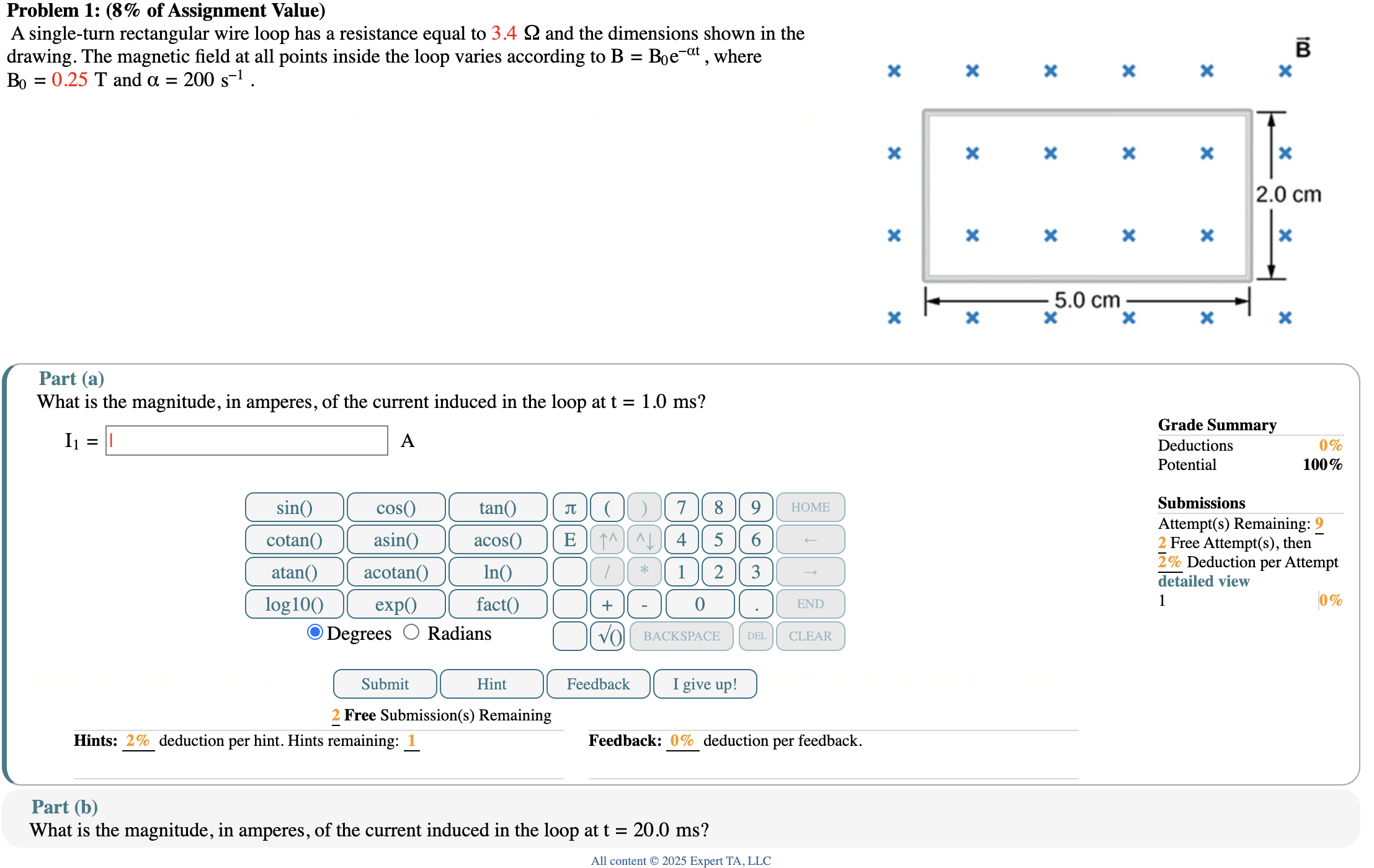 Solved Problem 1: (8% of ﻿Assignment Value) ﻿A single-turn | Chegg.com