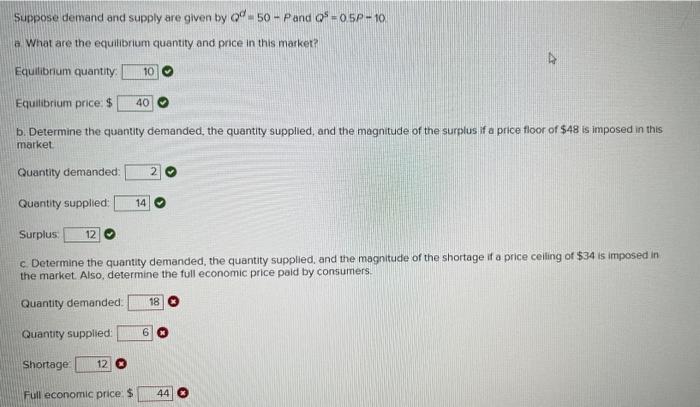 Solved Suppose demand and supply are given by Qd=50−P and | Chegg.com