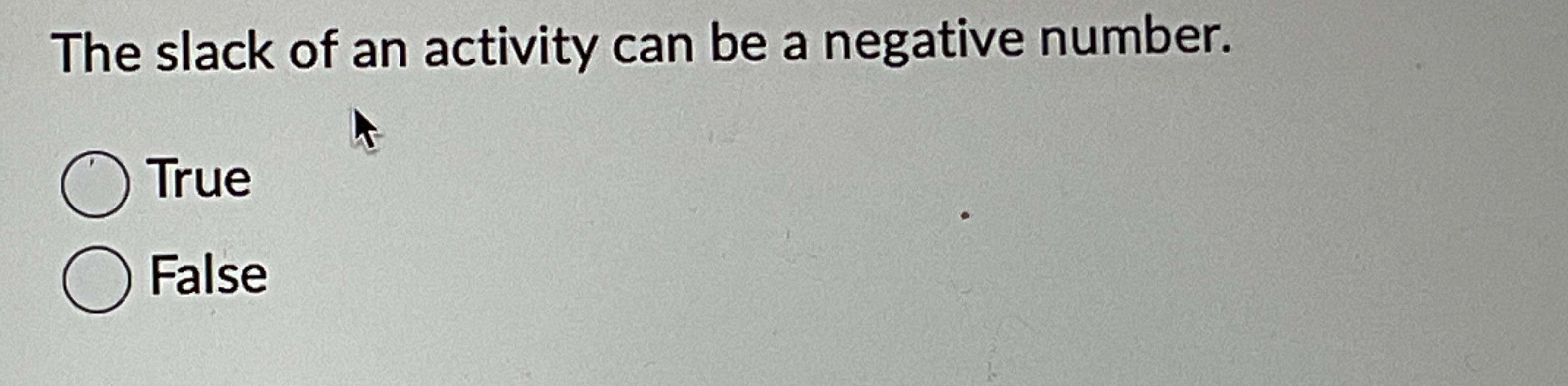 Solved The slack of an activity can be a negative | Chegg.com