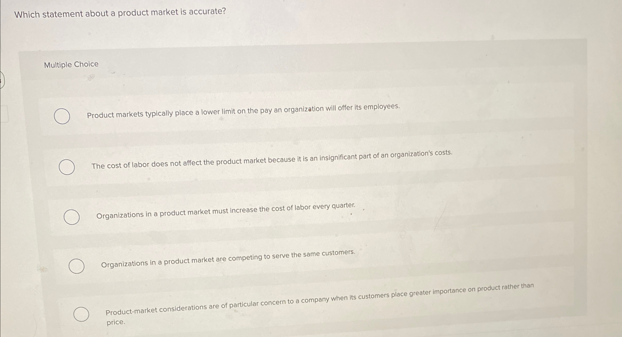 Solved Which statement about a product market is | Chegg.com