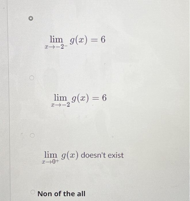 Solved Consider the graph of function g. Which limit | Chegg.com