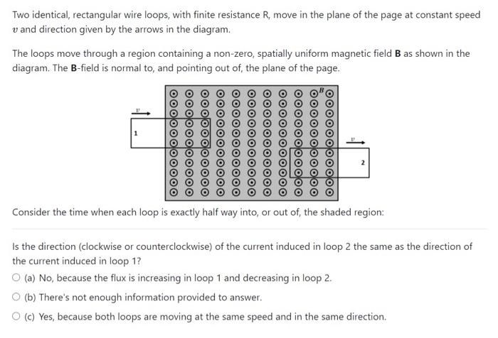 Solved Two identical, rectangular wire loops, with finite | Chegg.com