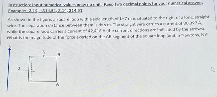 Instruction: Input numerical values only: no unit. | Chegg.com