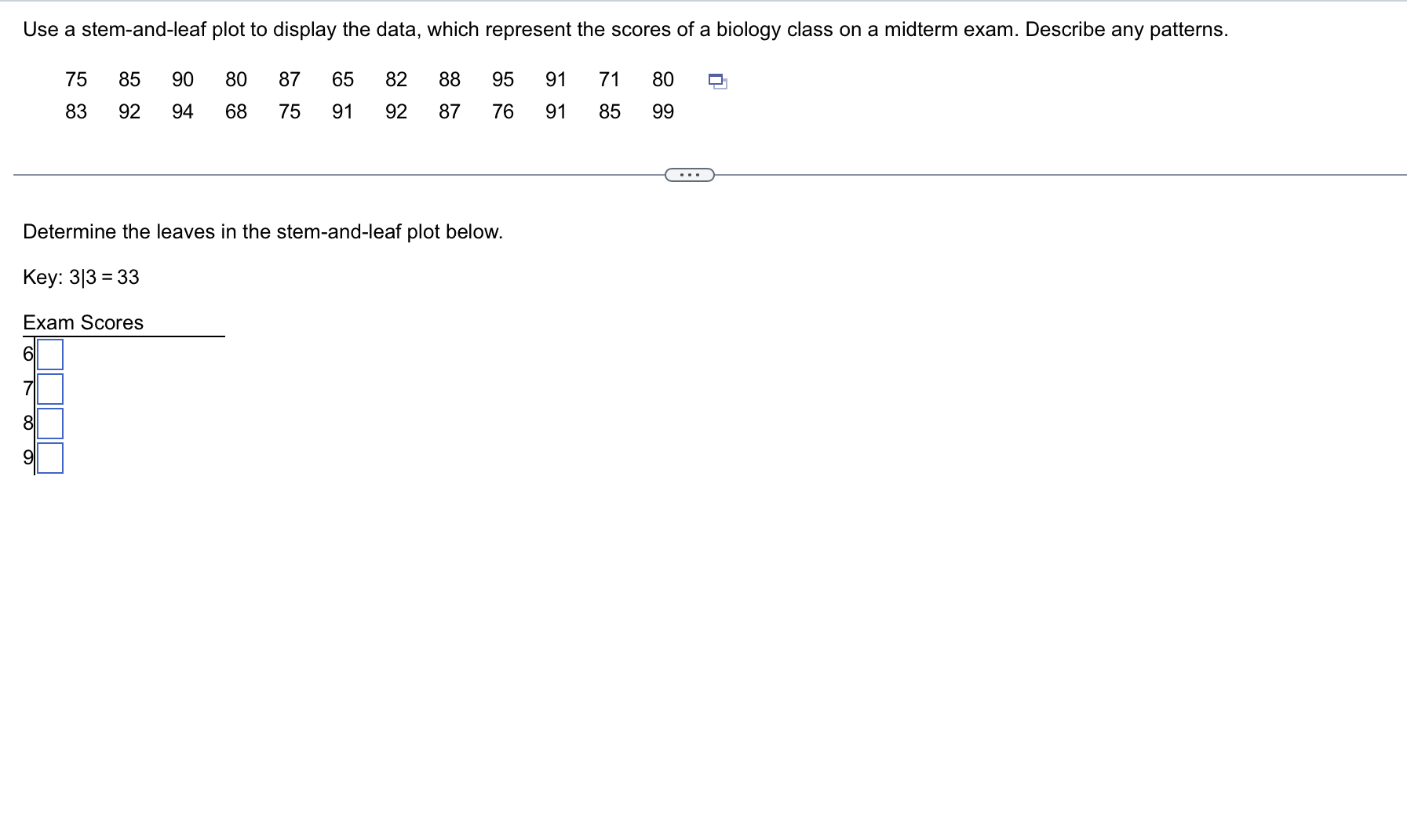 Solved Use a stem-and-leaf plot to display the data, which | Chegg.com
