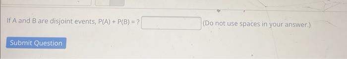 Solved If A and B are disjoint events, P(A)+P(B)= ? (Do not | Chegg.com