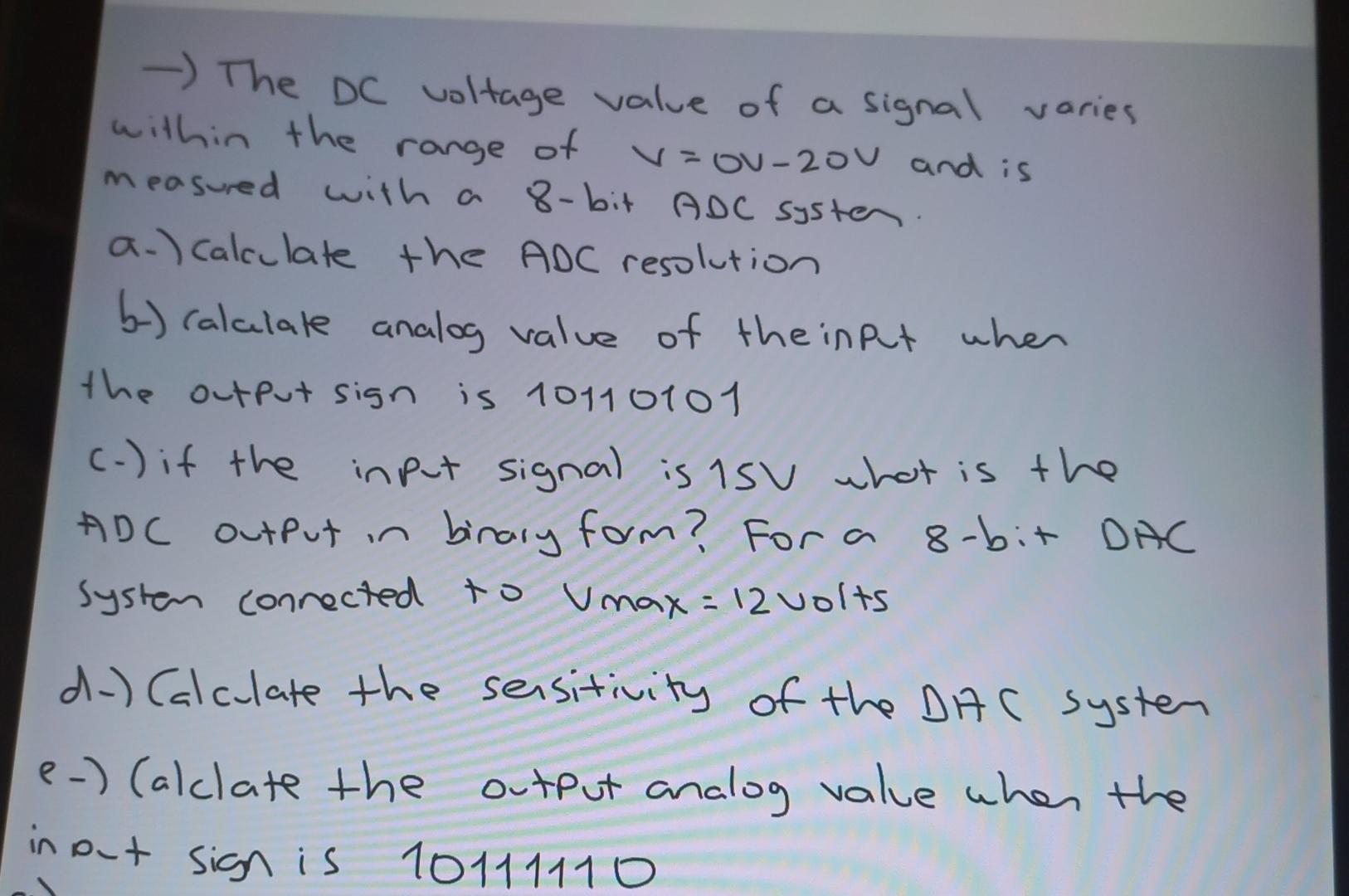Solved -> The DC voltage value of a signal varies within the | Chegg.com
