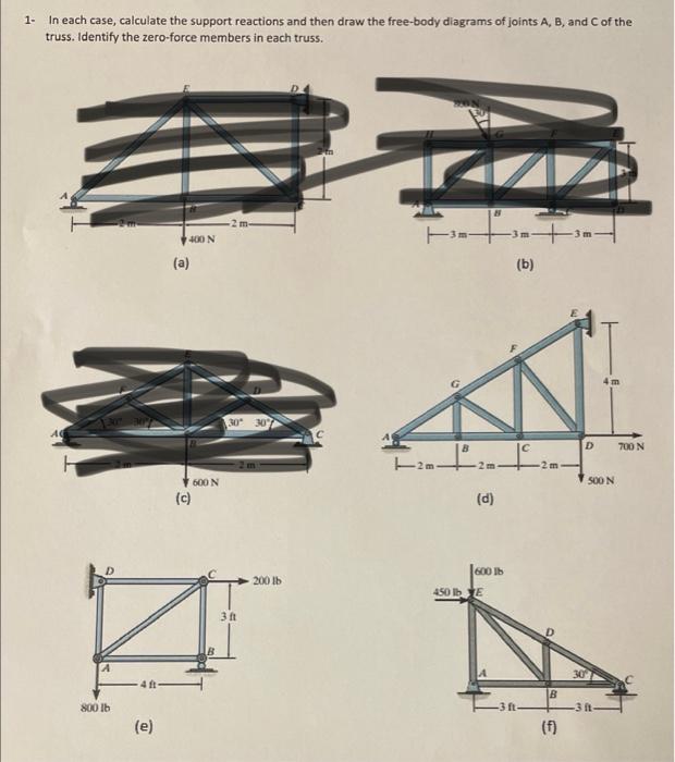 Solved 1- In each case, calculate the support reactions and | Chegg.com