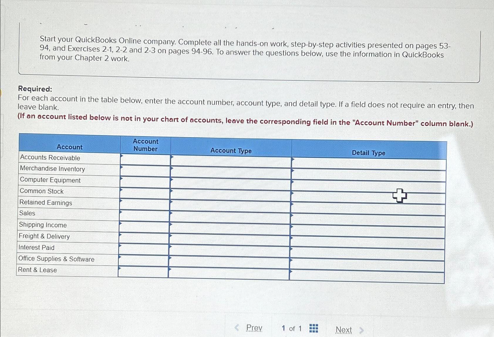 Start your QuickBooks Online company. Complete all | Chegg.com