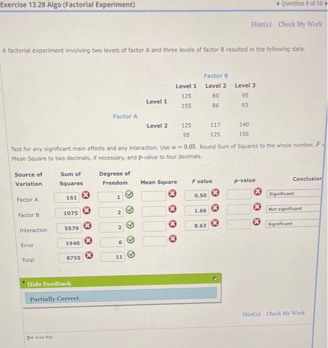 Solved Exercise 13.28 Algo (Factorial Experiment) • Question | Chegg.com