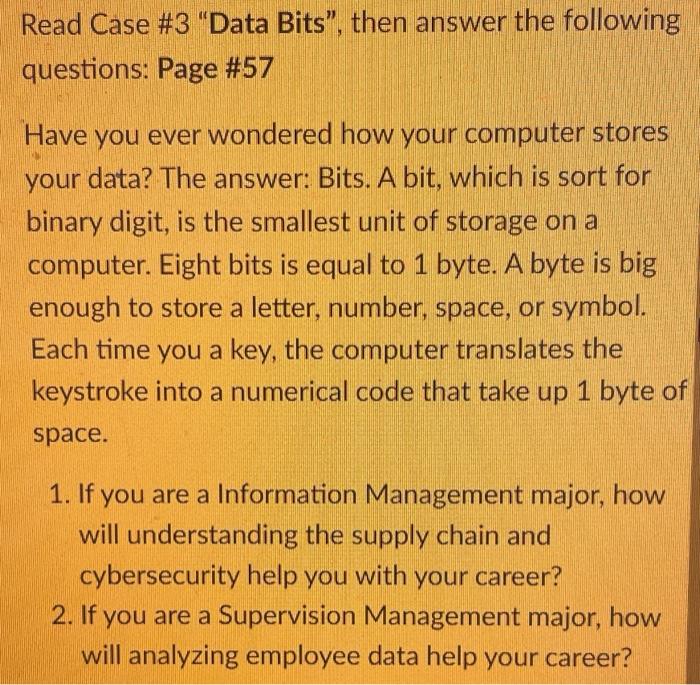 Solved Read Case #3 "Data Bits", then answer the following | Chegg.com