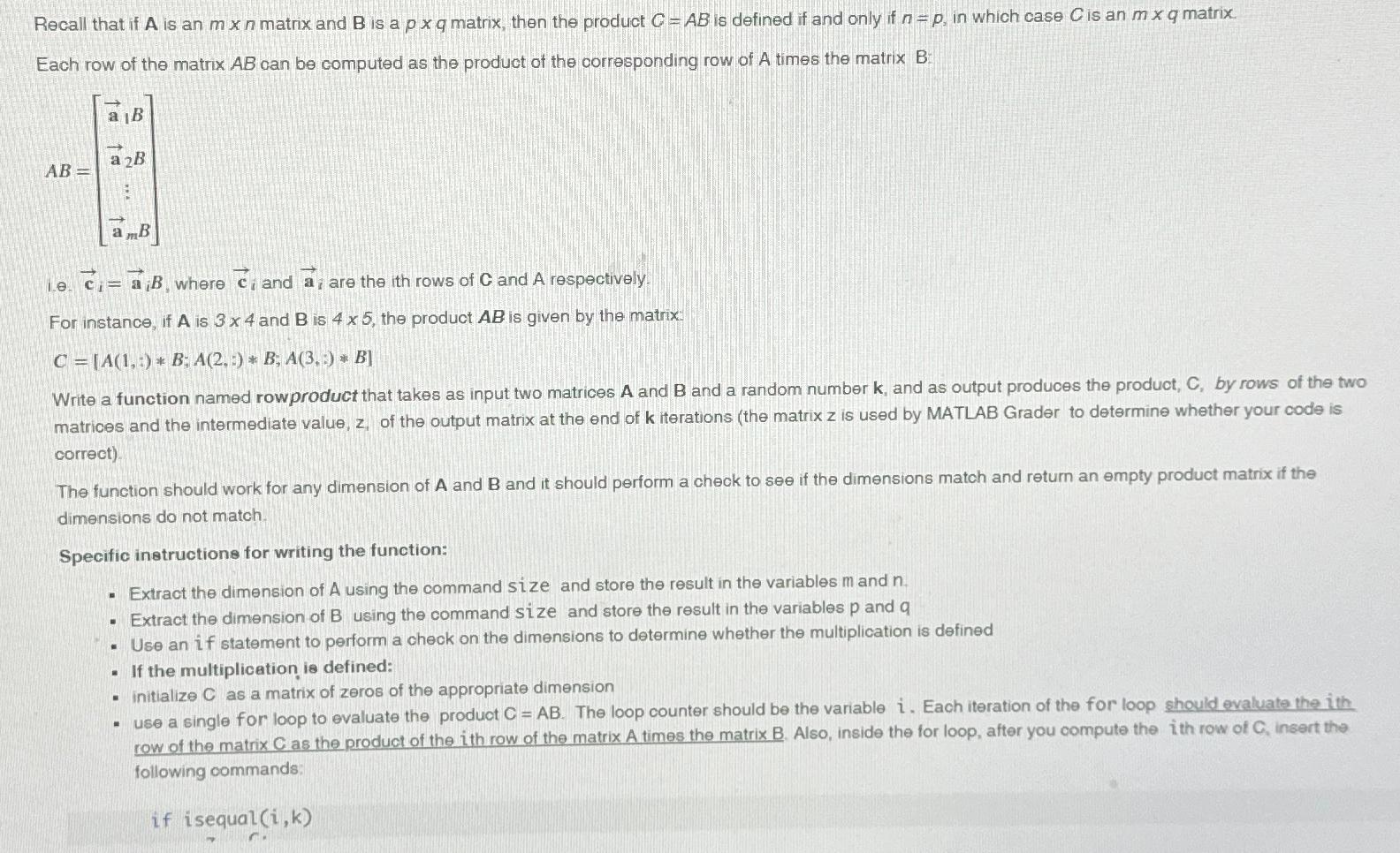 Solved Recall that if A ﻿is an m×n ﻿matrix and B ﻿is a p×q | Chegg.com